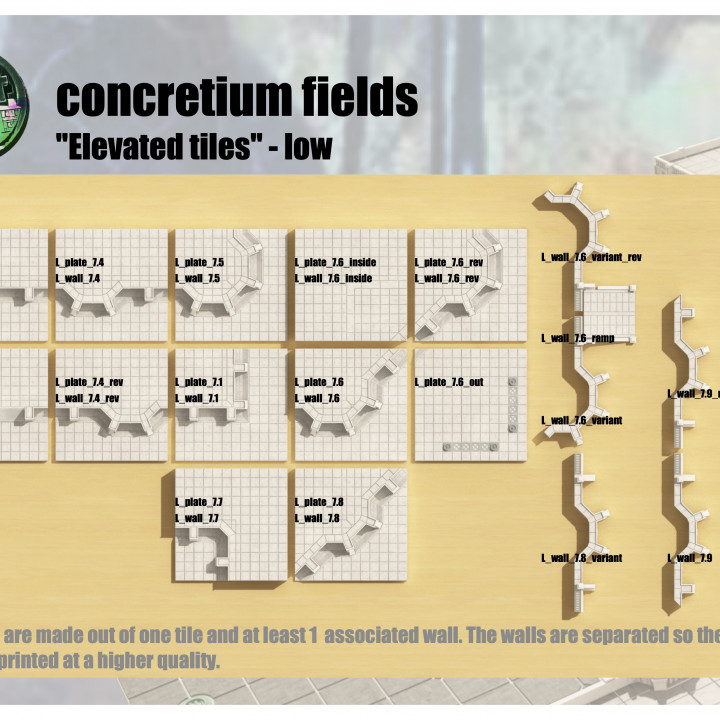 3D Printable Concretium fields - "elevated tiles" by LumosMiniatureTerrain