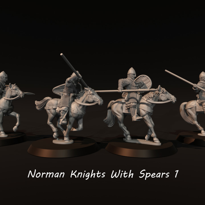 3D Printable Norman Knights With Spears 1 by Medbury Miniatures