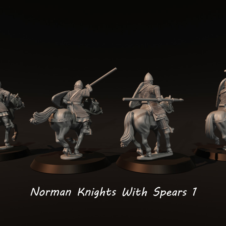 3D Printable Norman Knights With Spears 1 by Medbury Miniatures
