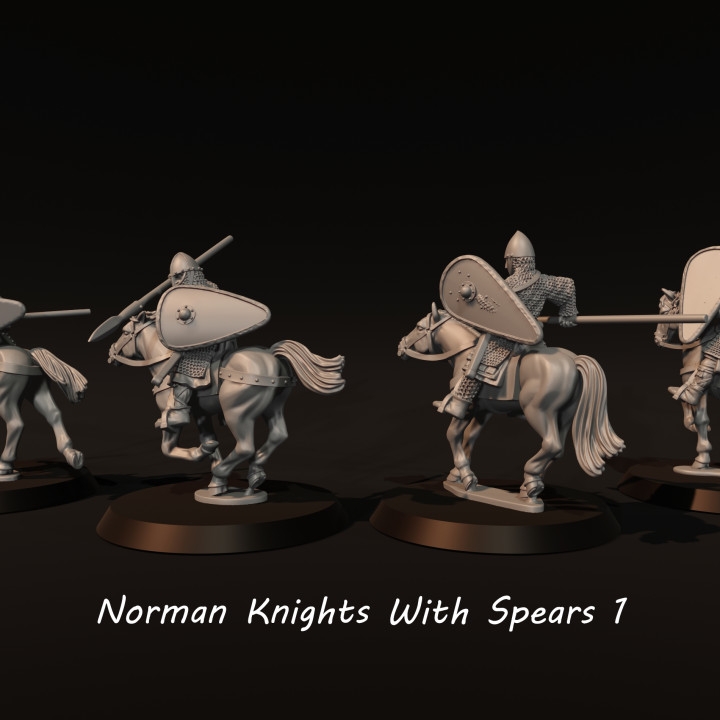 3D Printable Norman Knights With Spears 1 by Medbury Miniatures