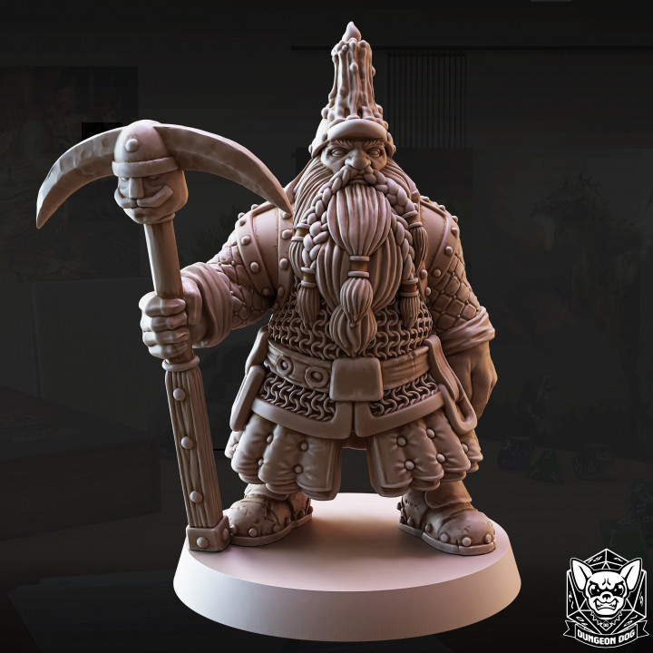 3D Printable Dwarf Miner - A by Dungeon Dog
