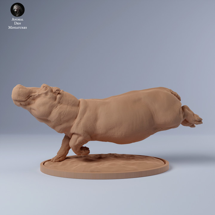 3D Printable Hippo Swim by Animal Den Miniatures