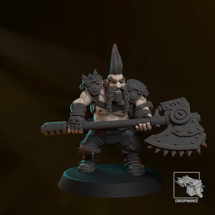 3D Printable Sci-Fi Male Dwarf Slayers by DropMiniz