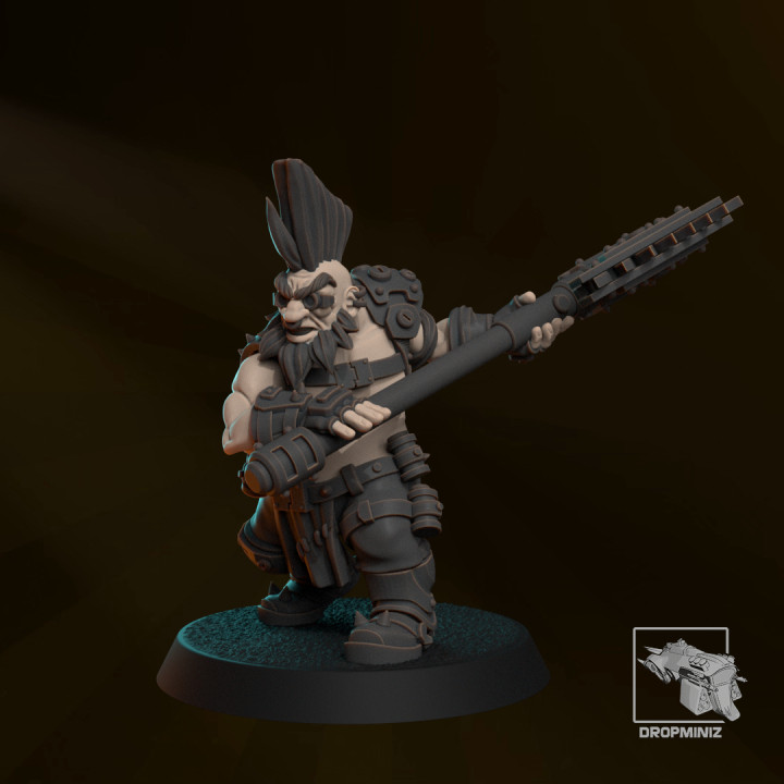 3D Printable Sci-Fi Male Dwarf Slayers by DropMiniz