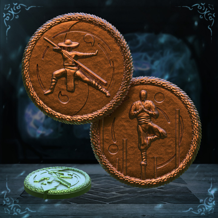 3D Printable MONK - CHARACTER CLASS TOKENS by Unchained Games