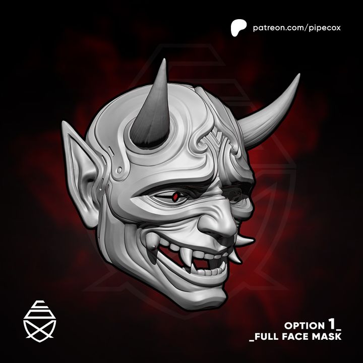 3D Printable Oni Mask by PipeCox
