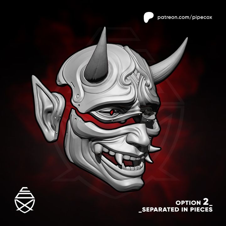 3D Printable Oni Mask by PipeCox