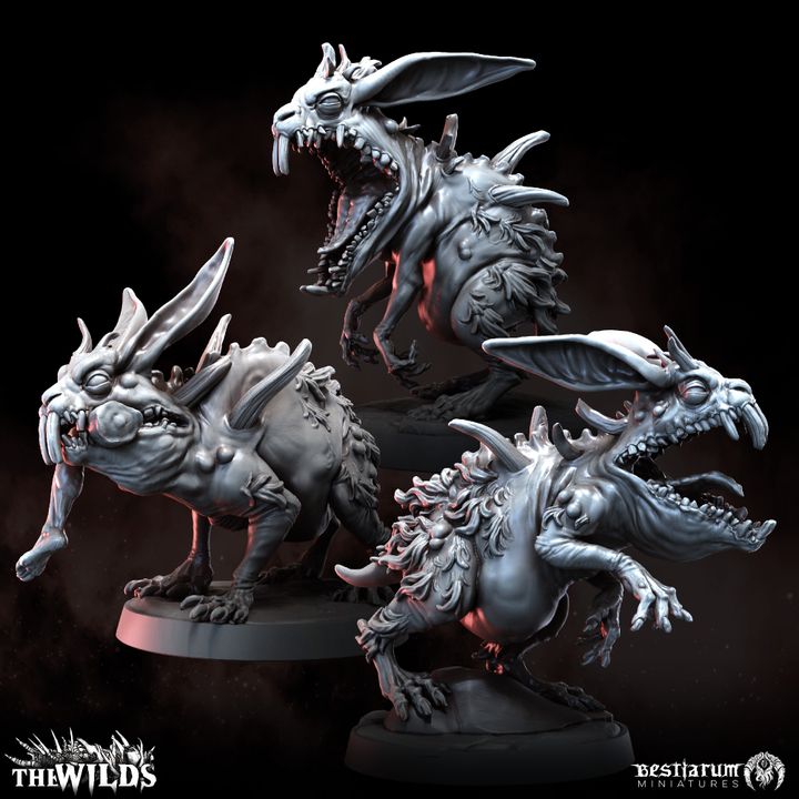 3D Printable Jackalopes x3 | Wilds | Beasts by Bestiarum Miniatures