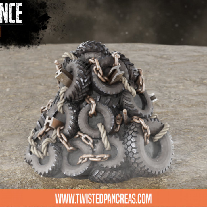 3D Printable Tyre Tower (with fire attachments) by Twistedpancreas Games