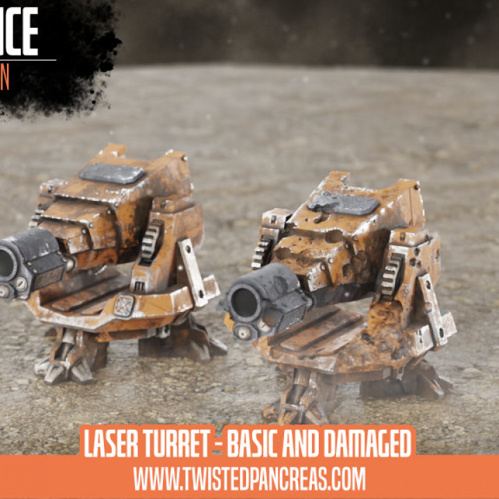 3D Printable Laser Turret (Basic and Damaged) by Twistedpancreas Games