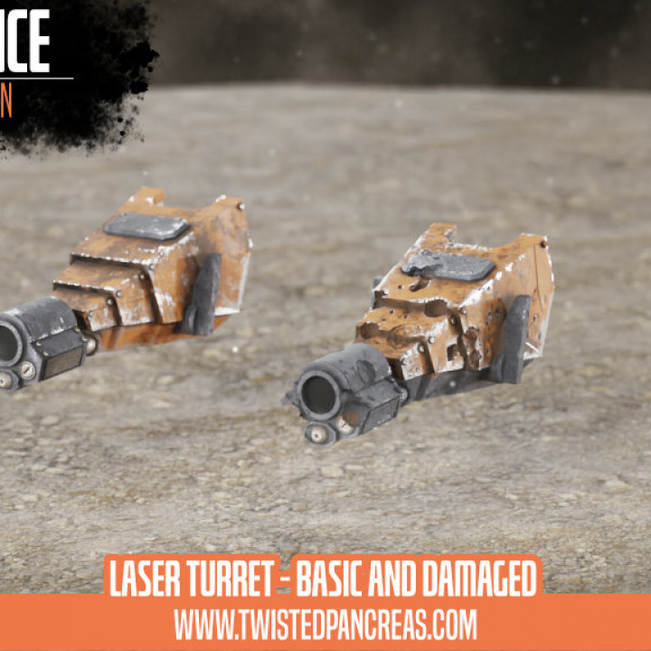 3D Printable Laser Turret (Basic and Damaged) by Twistedpancreas Games