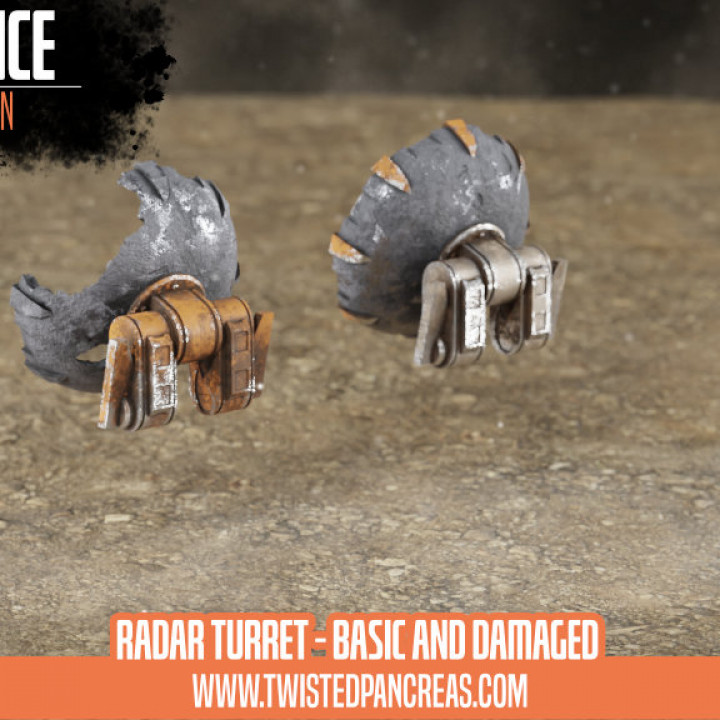 3D Printable Radar Turret (Basic and Damaged) by Twistedpancreas Games