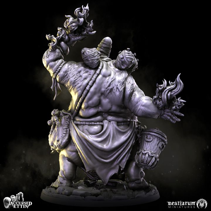 3D Printable Ettin Shaman | Accursed Ettin | Giant by Bestiarum Miniatures