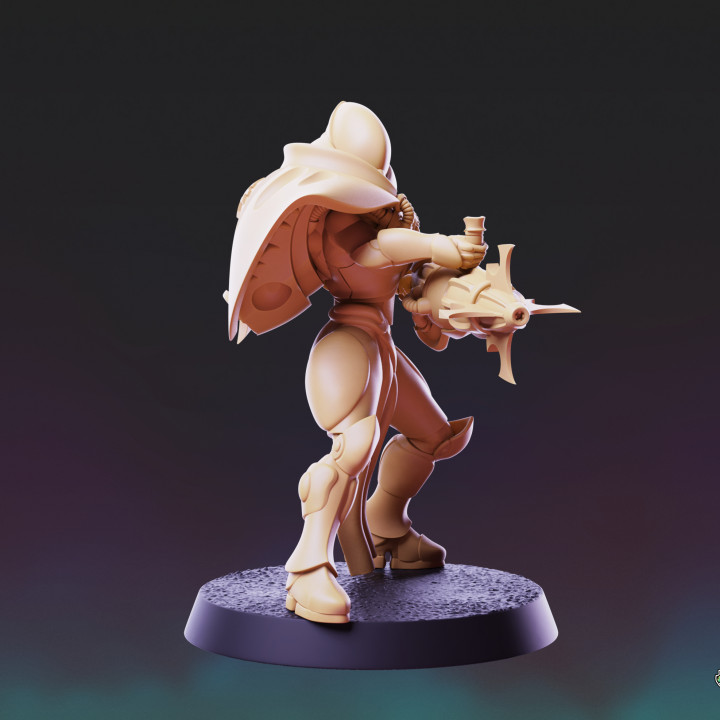 3D Printable Space Elf Void Dancer Female Pose 4 + Pinup by PSMiniatures