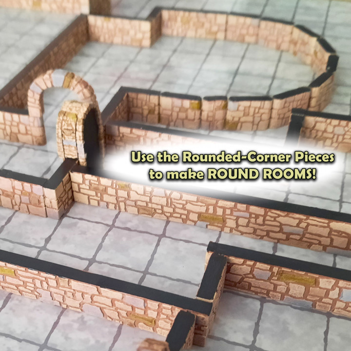 3D Printable Magna-Build DUNGEON WALLS Base Set 1 -Magnetic RPG Terrain ...