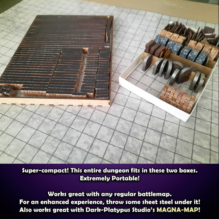 3D Printable Magna-Build DUNGEON WALLS Base Set 1 -Magnetic RPG Terrain ...
