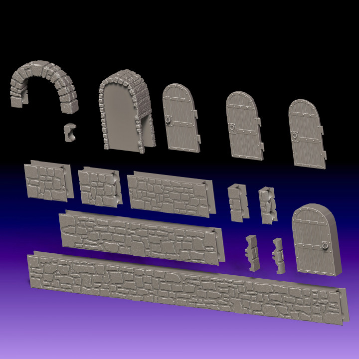 3D Printable Magna-Build DUNGEON WALLS Base Set 1 -Magnetic RPG Terrain ...