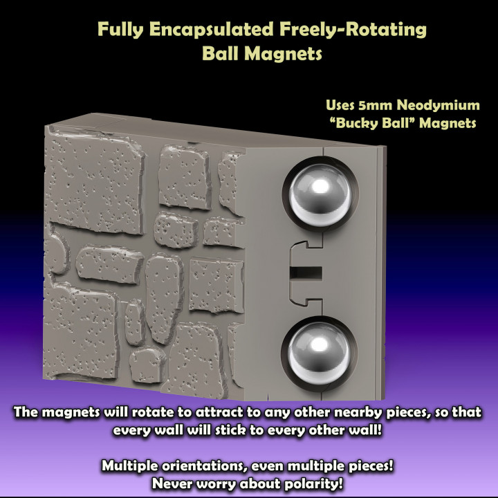 3D Printable Magna-Build DUNGEON WALLS Base Set 1 -Magnetic RPG Terrain ...