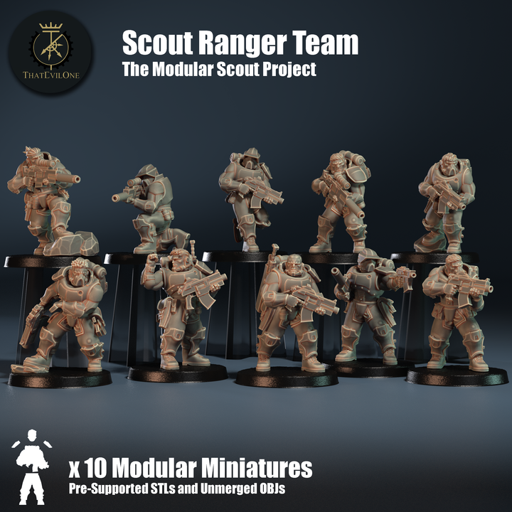 3D Printable Modular Scout Rangers - Presupported by ThatEvilOne