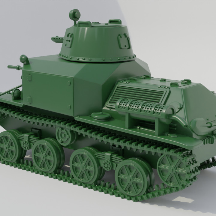 3D Printable Tankette Type 92 Jyu-Sokosha (early+late) + 2 Tankmen ...