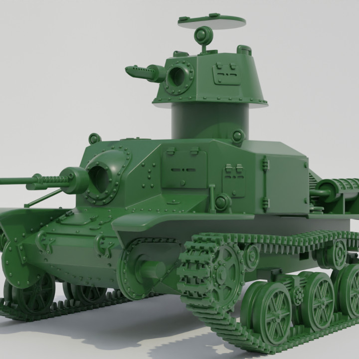 3D Printable Tankette Type 92 Jyu-Sokosha (early+late) + 2 Tankmen ...