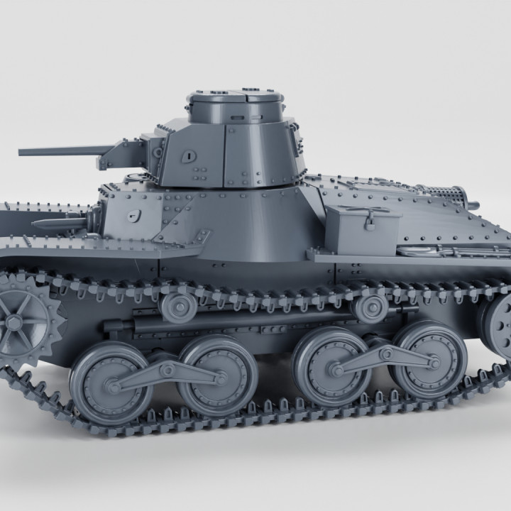 3D Printable Type 95 Ha-Go Light Tank + 2 Tankmen (Japan, WW2) by Wargame3d
