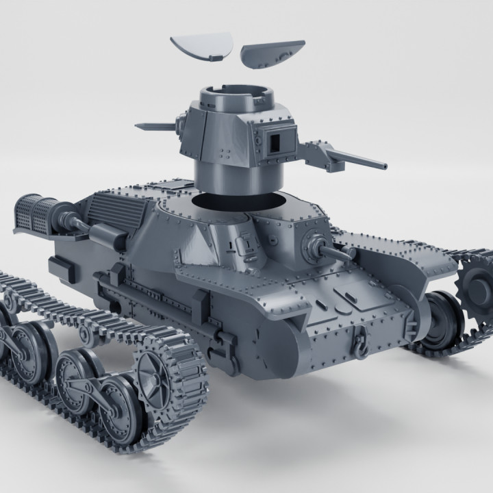 3D Printable Type 95 Ha-Go Light Tank + 2 Tankmen (Japan, WW2) by Wargame3d