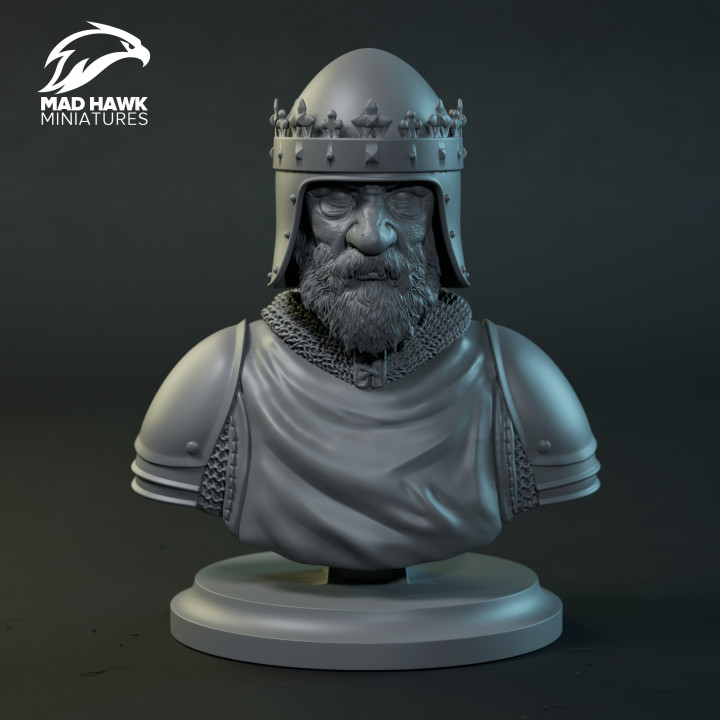 3D Printable Old King Bust by Mad Hawk Miniatures