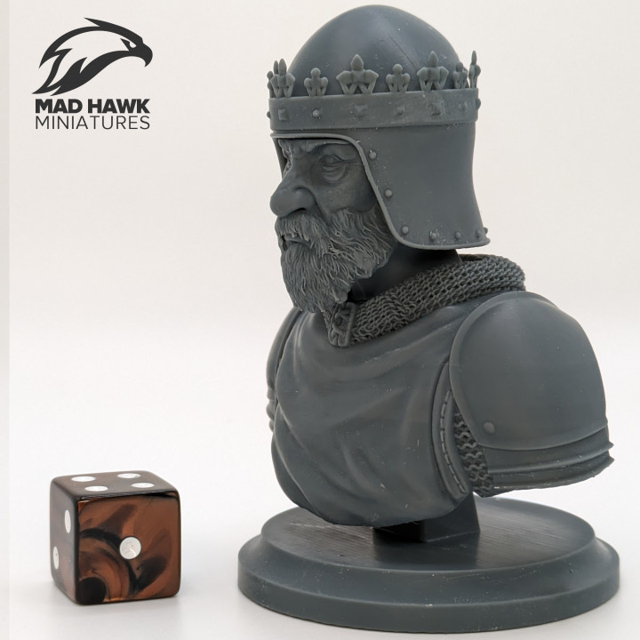 3D Printable Old King Bust by Mad Hawk Miniatures