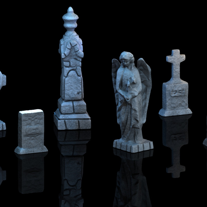 3D Printable Graveyard Set II - Medieval Town Set by Adrian