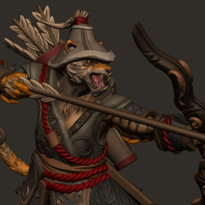 3D Printable Tigerfolk Archers by Mojibake Collectibles