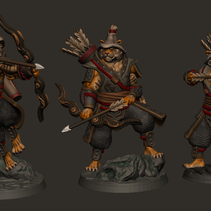 3D Printable Tigerfolk Archers by Mojibake Collectibles