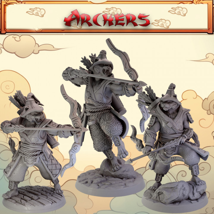 3D Printable Tigerfolk Archers by Mojibake Collectibles