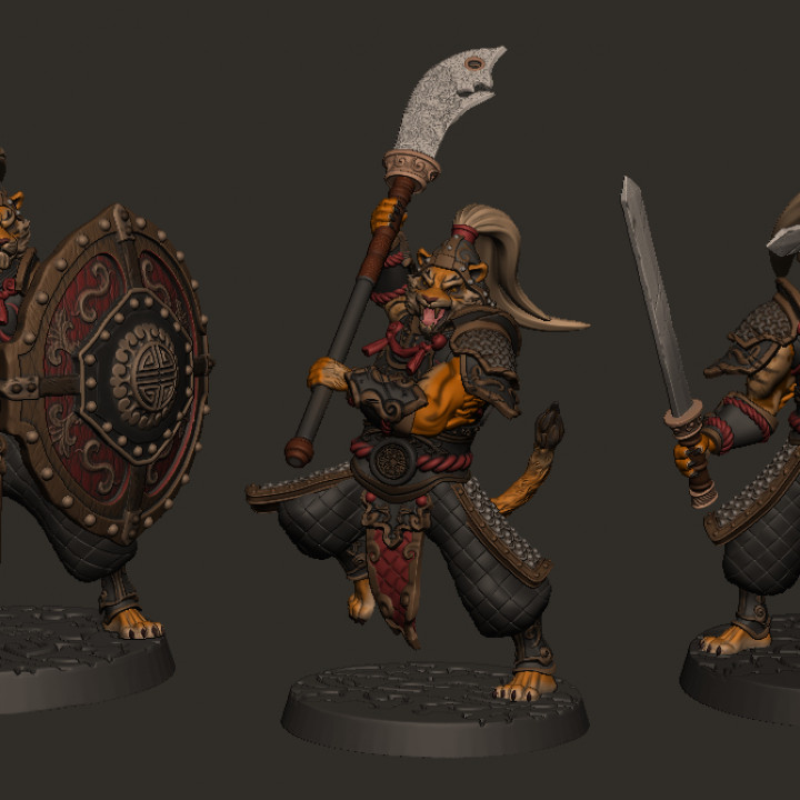 3D Printable Tigerfolk warriors by Mojibake Collectibles