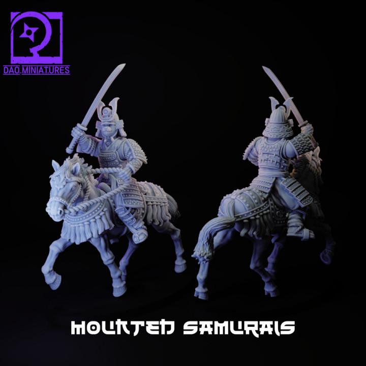 3D Printable Heavy Mounted Samurai Cavalries by DAOMiniatures