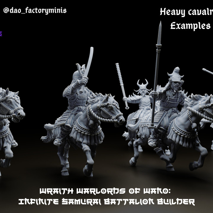 3D Printable Heavy Mounted Samurai Cavalries by DAOMiniatures