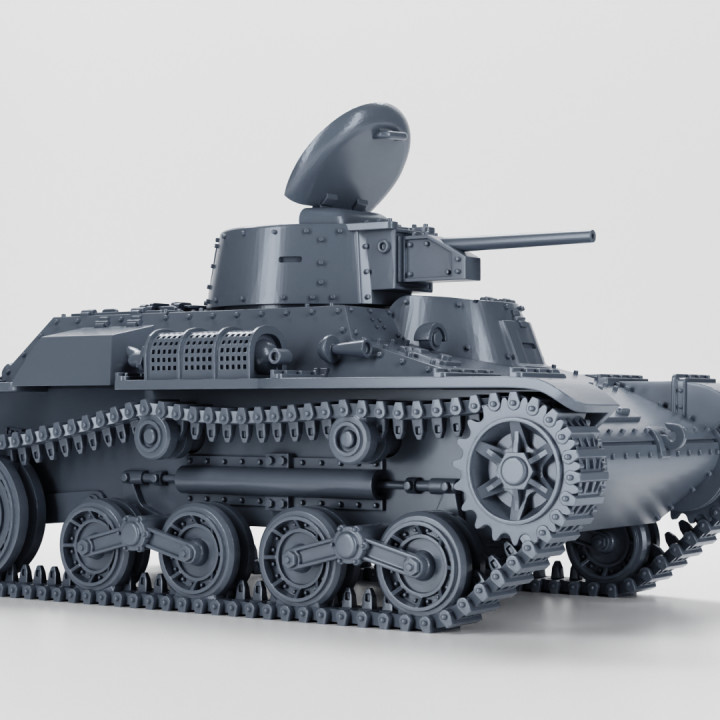 3D Printable Type 97 Te-Ke Tankette + 2 Tankmen (Japan, WW2) by Wargame3d