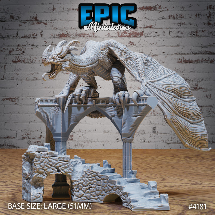 3D Printable Mountain Wyvern Set / Bulky Dragon / Winged Reptile ...