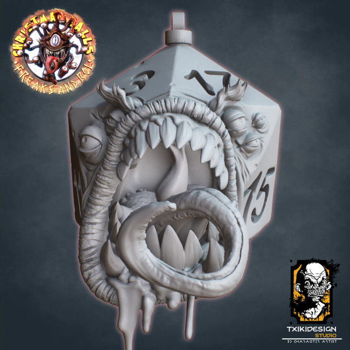 3D Printable Dice Evil Christmas Balls Freak&Rol by Javier Txiki Tejedor