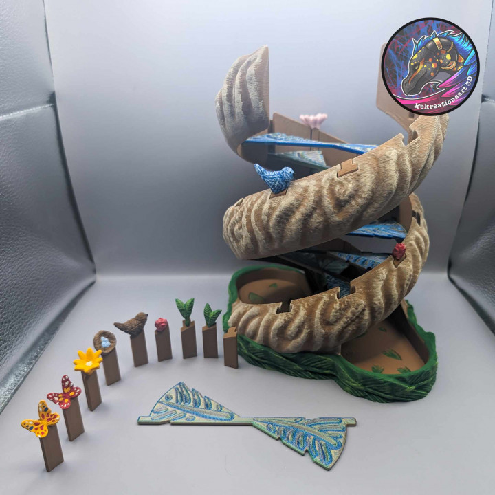 3D Printable Twisting Tree Dice Tower by Kirsten M