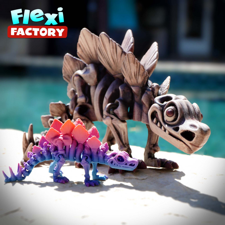 3D Printable Flexi Factory Skeleton Stegosaurus by Flexi Factory
