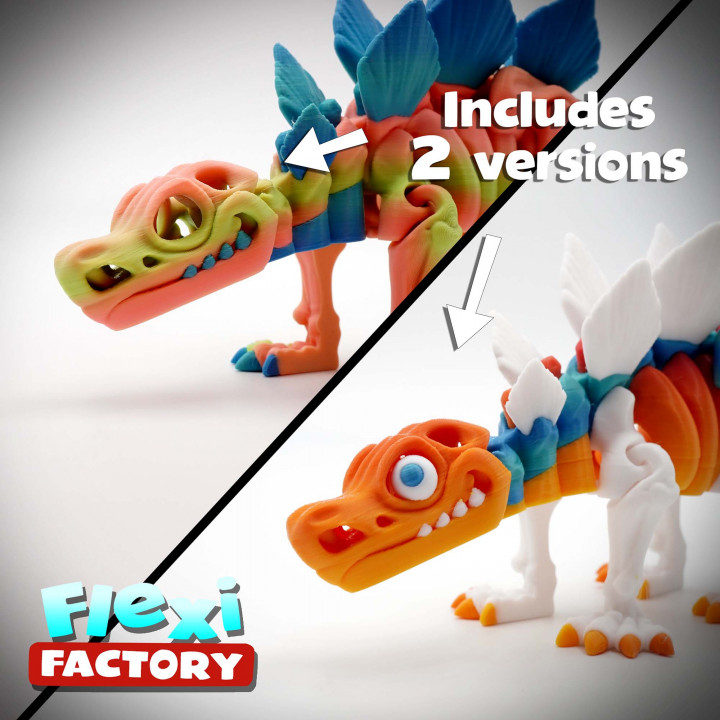 3D Printable Flexi Factory Skeleton Stegosaurus by Flexi Factory