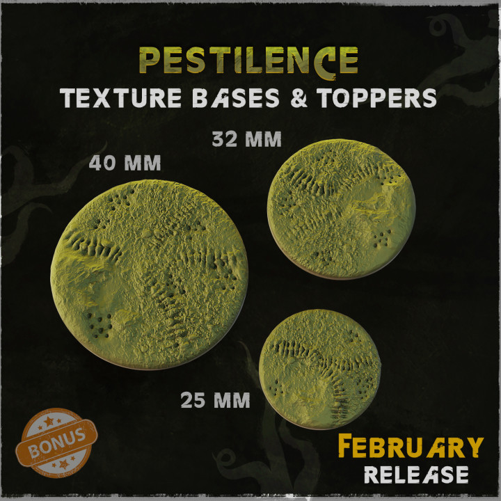 3D Printable Pestilence - Bases & Toppers (Big Set+) by Zabavka Workshop