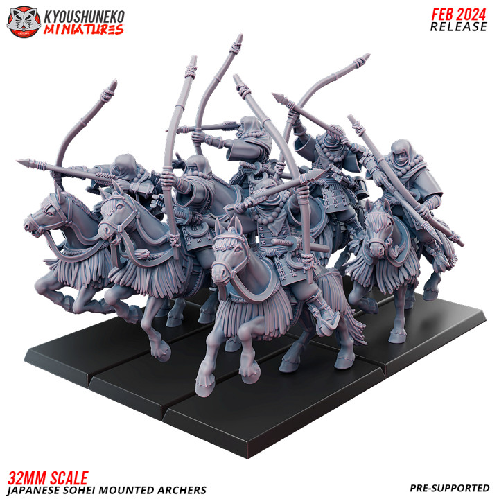 3D Printable Japanese Mounted Sohei Archers by Kyoushuneko Miniatures