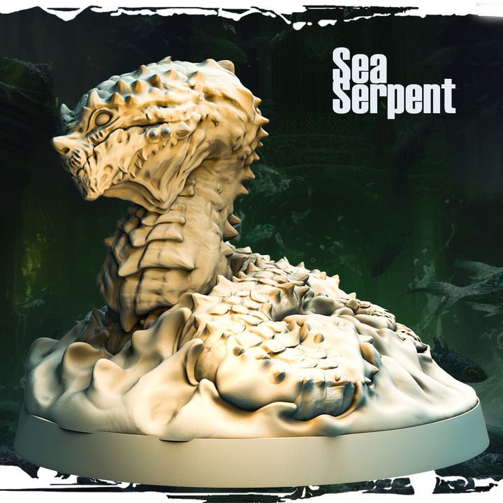 3D Printable Sea Serpent - Terror on Cursed Waters by Monolith Arts