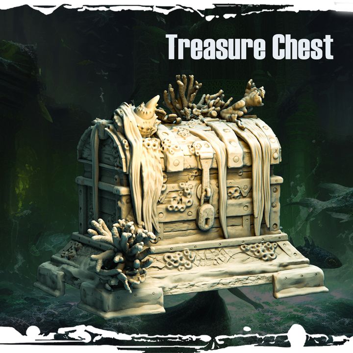 3D Printable Treasure Chest - Terror on Cursed Waters by Monolith Arts