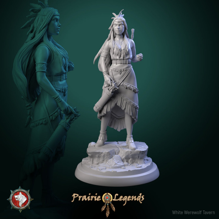 3D Printable Native people warrior girls set 6 miniatures 32mm pre ...