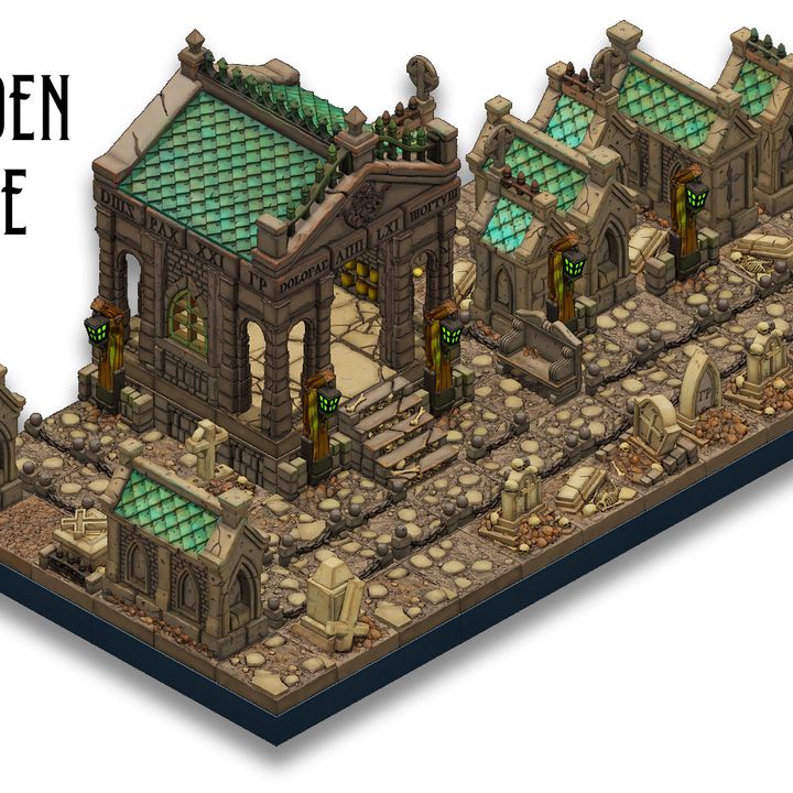 3D Printable THE HAUNTED GRAVEYARD (Dungeon Blocks) by Dungeon Blocks