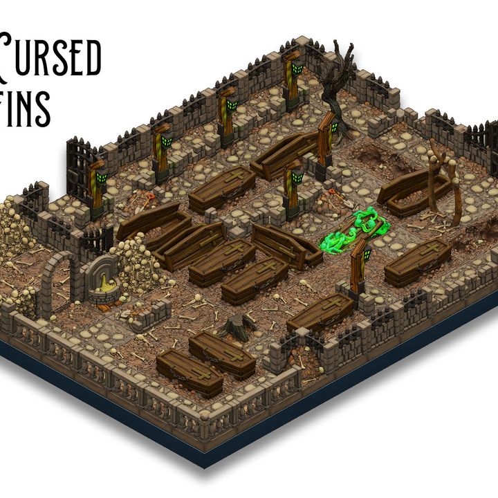 3D Printable THE HAUNTED GRAVEYARD (Dungeon Blocks) by Dungeon Blocks