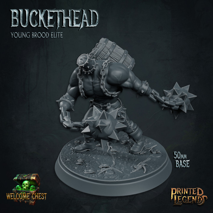 3D Printable Buckethead 02 (50mm Bases) by Printed Legends